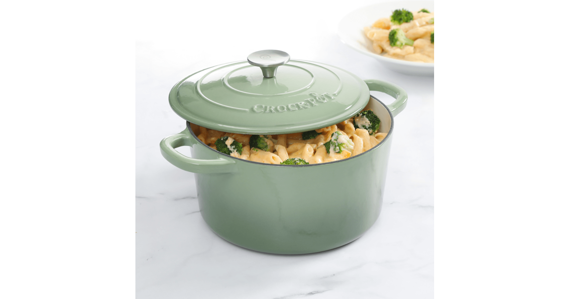 Vas de fonta emailata, 4.7L, rotund, verde fistic cu capac