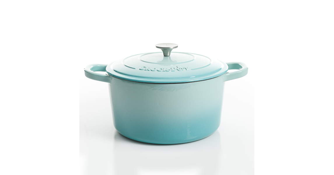 Vas cuptor, capac, fontă emailată, 6.6L, rotund, bleu Crock-Pot