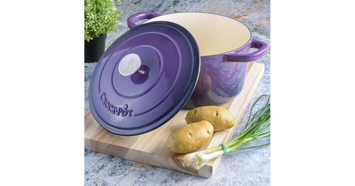 Vas cuptor, capac, fontă emailată, 6.6L, rotund, lavandă Crock-Pot