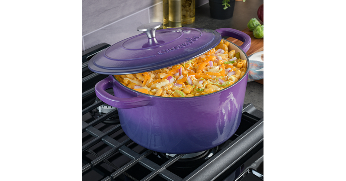 Vas cuptor, capac, fontă emailată, 6.6L, rotund, lavandă Crock-Pot