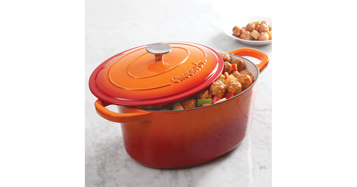 Vas de fontă emailată cu capac 6.6L, oval, portocaliu Crock-Pot